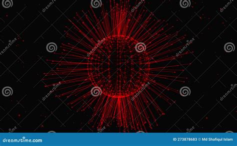 Red Dot And Line Connect Concept Of The Molecule Or Atom Geometric Sphere Wireframe Light