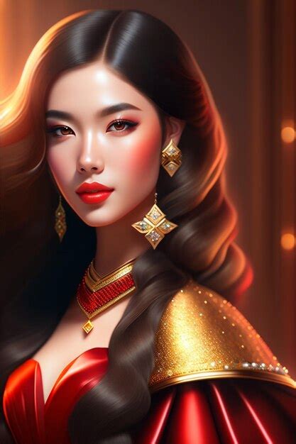 Premium Photo Beautiful Woman In Red Dress