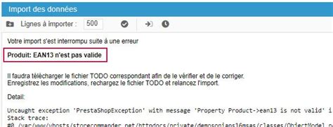 Cómo interpretar los mensajes de error de importación prestashop