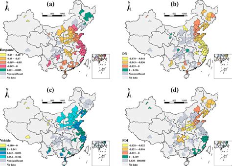 Spatial Distribution Of The Coefficients Of Four Variables Download Scientific Diagram