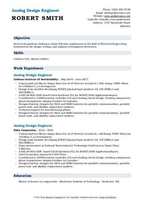 10 Analog Design Engineer Resume Samples And Templates For 2025