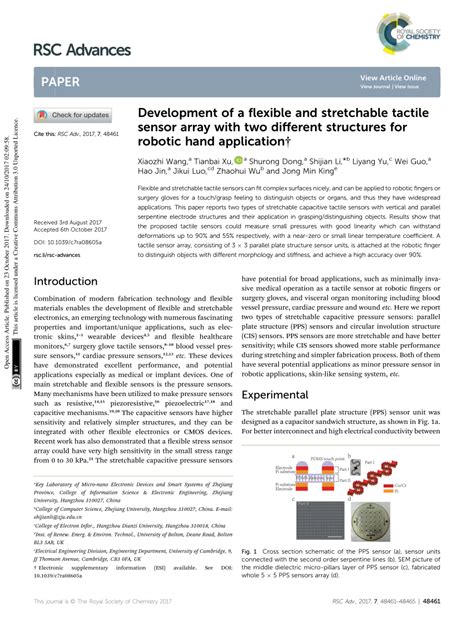 Pdf Development Of A Flexible And Stretchable Tactile Sensor Array