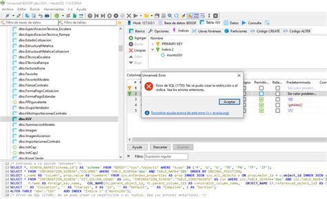 can t create index on table ms sql server 2014