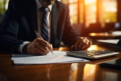 Premium Photo Businessman Calculating Finances