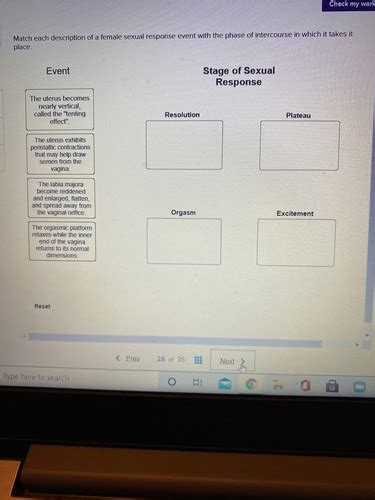 Female Reproduction System Match Each Description Of A Female Sexual Response Events With The