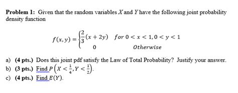 Solved Problem Given That The Random Variables Xand Y Chegg Com