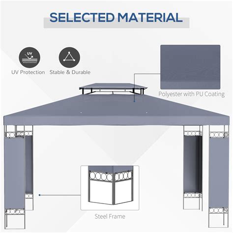Outsunny 10 X 13 Patio Gazebo Double Roof Canopy With Screen