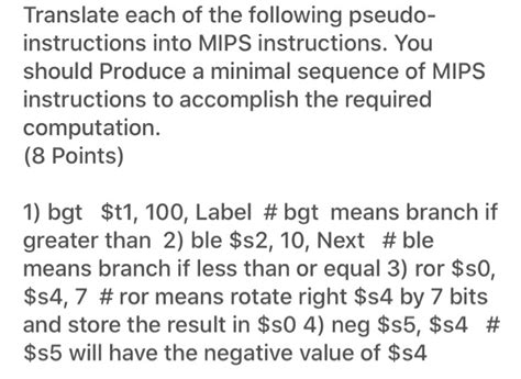 solved translate each of the following pseudo instructions