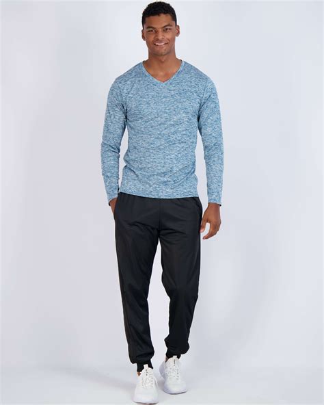 4 Pack Mens V Neck Long Sleeve Dry Fit T Shirt Real Essentials