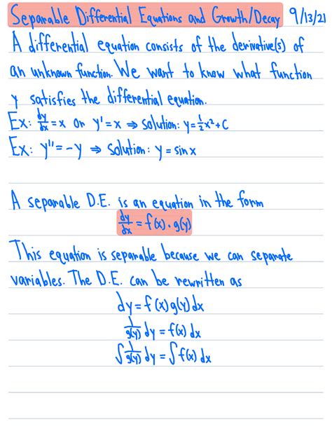 Separable Differential Equations And Growth And Decay65 Separable
