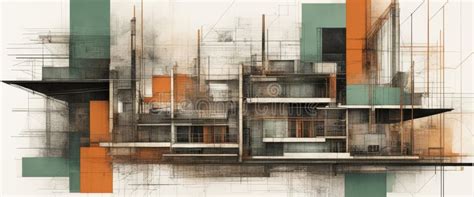 Abstract Architectural Design Featuring Overlapping Shapes And Lines Evoking Modern And