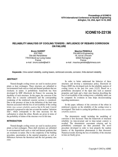 Reliability Analysis Of Cooling Towers I Pdf Reliability