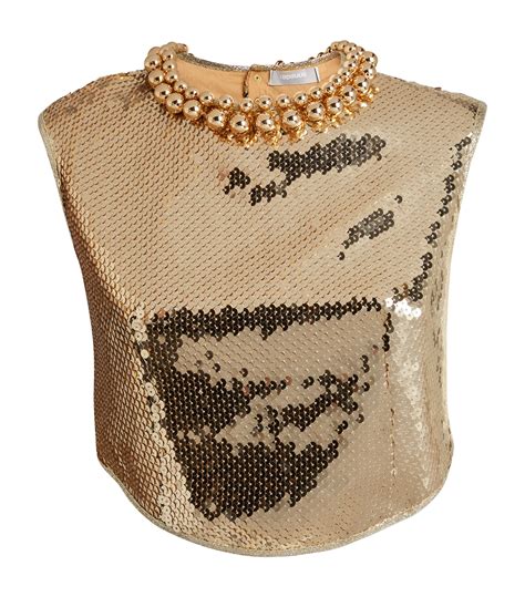 Womens Rabanne Gold Sequin Embellished Crop Top Harrods Countrycode
