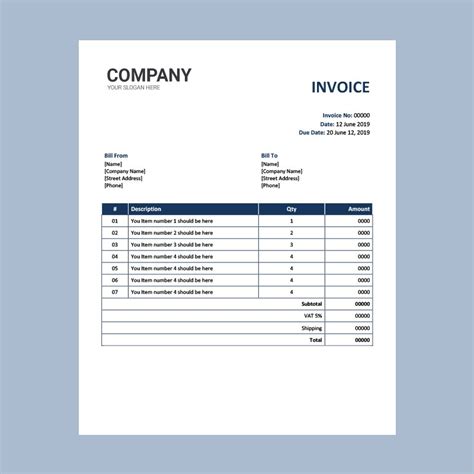 Invoice Template In Word Format