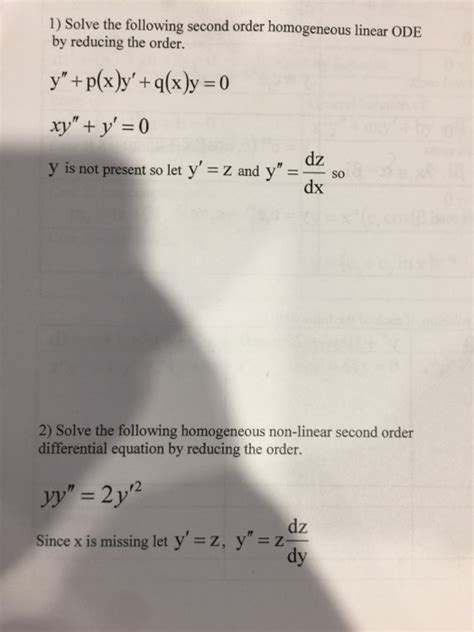 Solved Solve The Following Second Order Homogeneous Linear