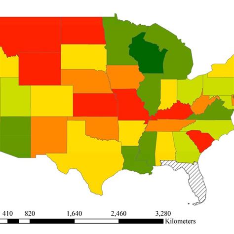 The Spatial Distribution Of Af Of Ili Ascribed To Cold In The Us During Download Scientific