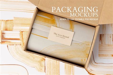 추상적인 스타일의 크래프트 상자 포장 모형 Psd 프리미엄 Psd 파일