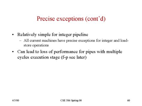 Precise Exceptions Contd