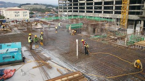 Floor Slab And Beam Reinforcement Bar Under Construction To Form Reinforcement Concrete