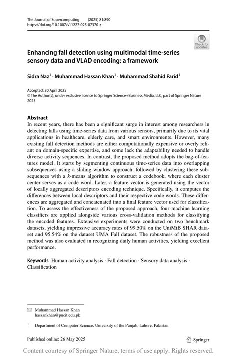Enhancing Fall Detection Using Multimodal Time Series Sensory Data And Vlad Encoding A Framework