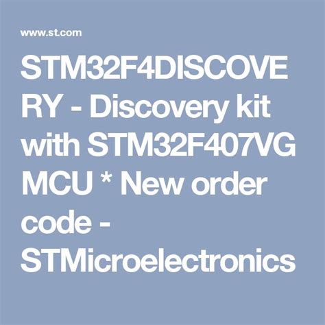 Stm32f4discovery Discovery Kit With Stm32f407vg Mcu New Order Code