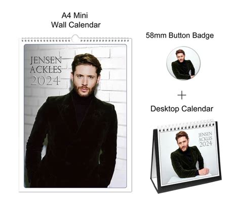 Jensen Ackles 2024 A4 Wall Desktop Calendar Pin Button Badge £20 39