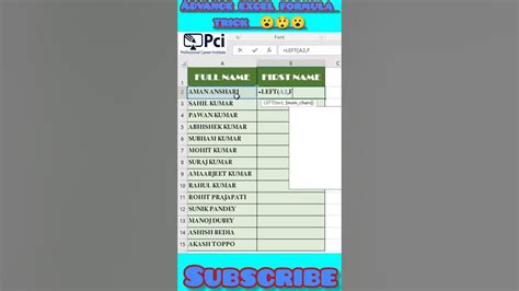 Left And Find Function In Excel Excel Exceltips Exceltutorial