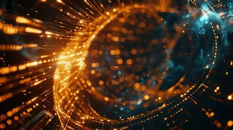 Premium Photo Dynamic Digital Representation Of A Data Stream With Glowing Orange Particles