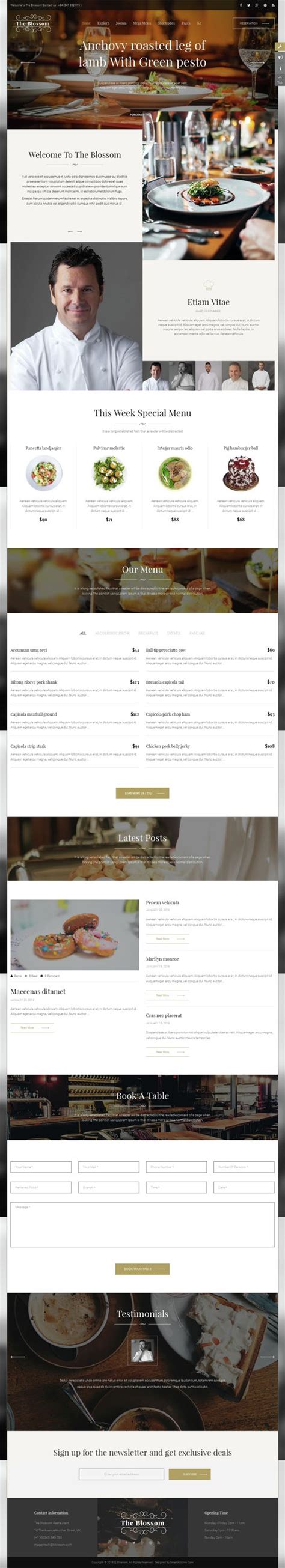 Blossom Responsive Joomla Template For Restaurantfood Stores