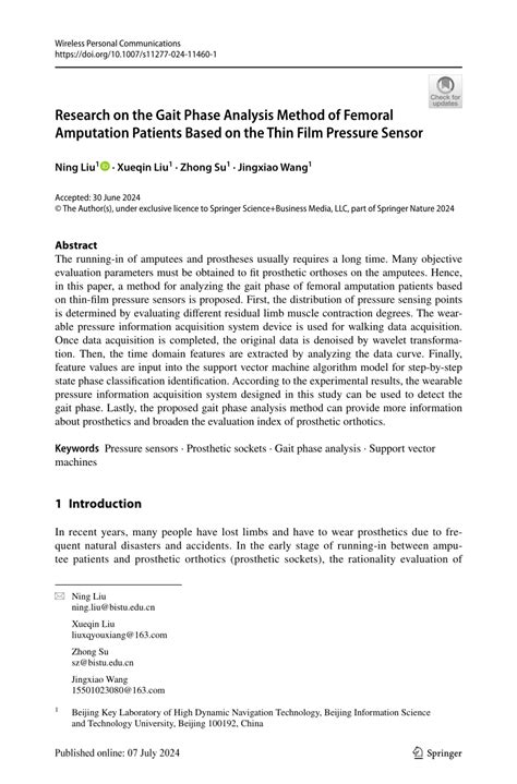 Pdf Research On The Gait Phase Analysis Method Of Femoral Amputation Patients Based On The