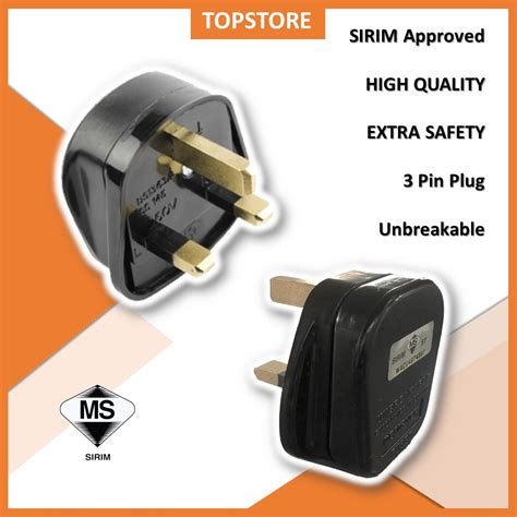Sirim 13a Plug Top 3 Pin Plug Uk Malaysia Black Plugtop Suis Switch Socket Shopee Malaysia