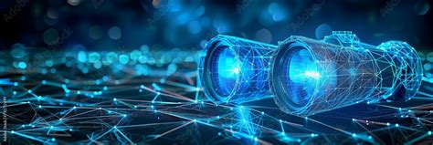 Digital Blue Binocular With Data Streams Ai In Visual Recognition