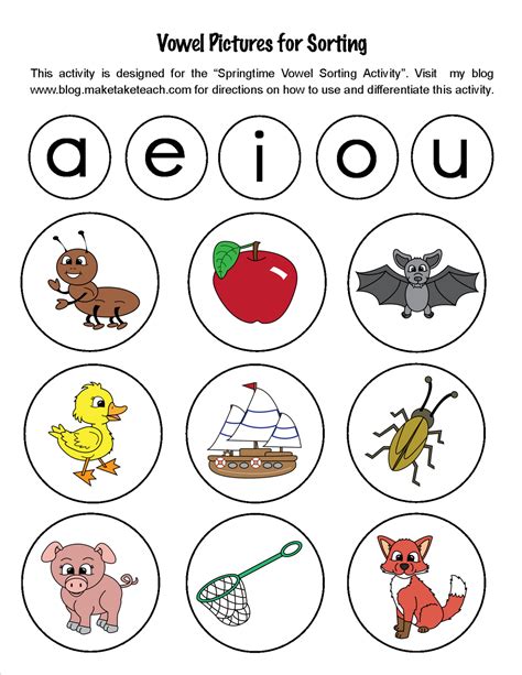 Vowels Activity For Kindergarten