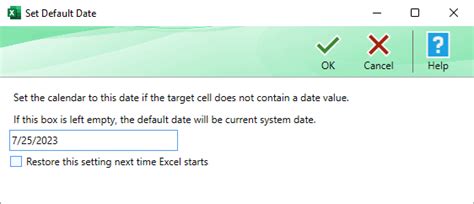 Set The Default Date For Excel Date Picker