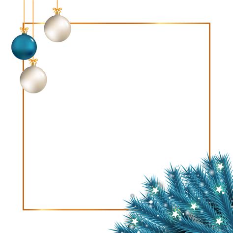 Christmas Photo Frame Png With White And Blue Decoration Ball Xmas