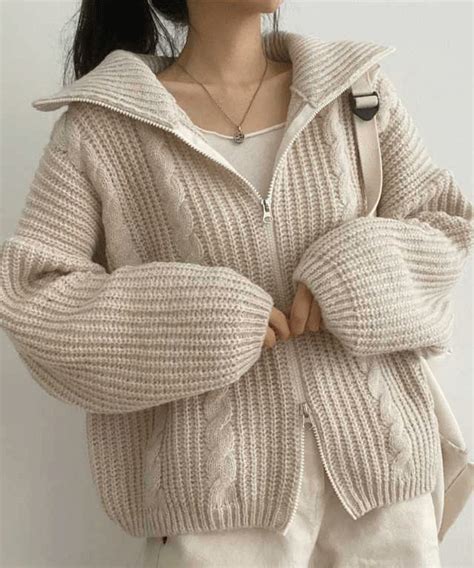 [5color]초강추 도톰 루즈핏 하이넥 투웨이 꽈배기 니트집업 에이블리