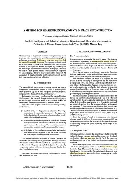 2 A Method For Reassembling Fragments In Image Reconstruction Pdf