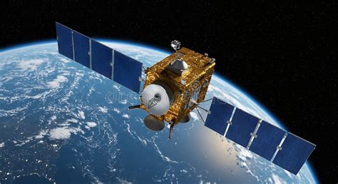 Satellite Orbiting Earth Hightech Communication And Observation From Space Technology Science
