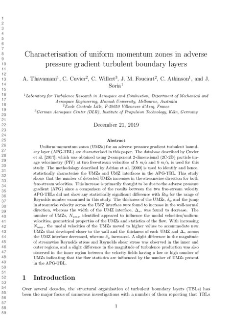 Pdf Characterisation Of Uniform Momentum Zones In Adverse Pressure
