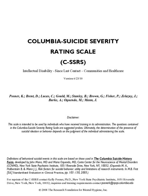 Fillable Online Cssrs Columbia Hrsa Govbehavioral Healthcolumbia SuicideColumbia Suicide