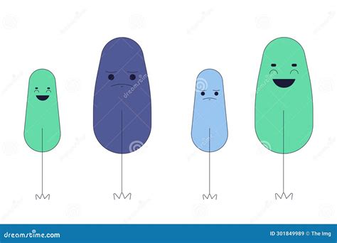 Trees Changing Seasons 2D Linear Cartoon Characters Set Stock