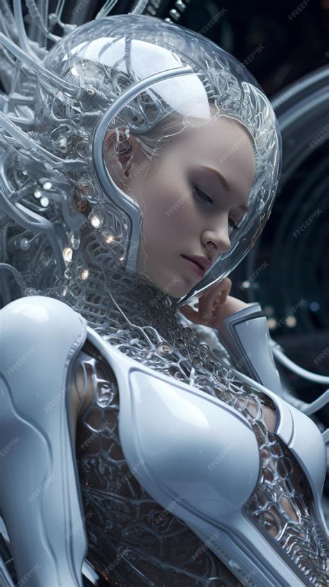 Premium Ai Image Beautiful Female Alien Super Soldier Encased In Cle