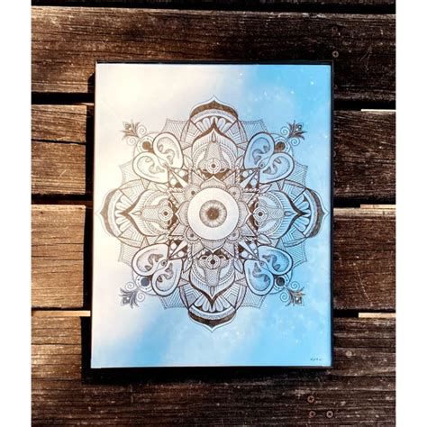 Pen And Ink Framed Ink Drawing Mandala V 85x11in Original Art Art