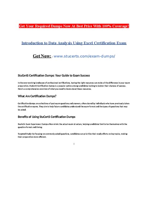 Introduction To Data Analysis Using Excel Certification Exam Get Your