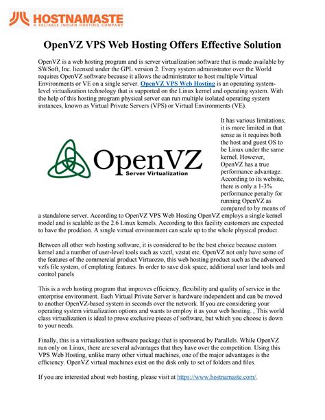 Openvz Vps Hosting Solutions By Hostnamaste Issuu