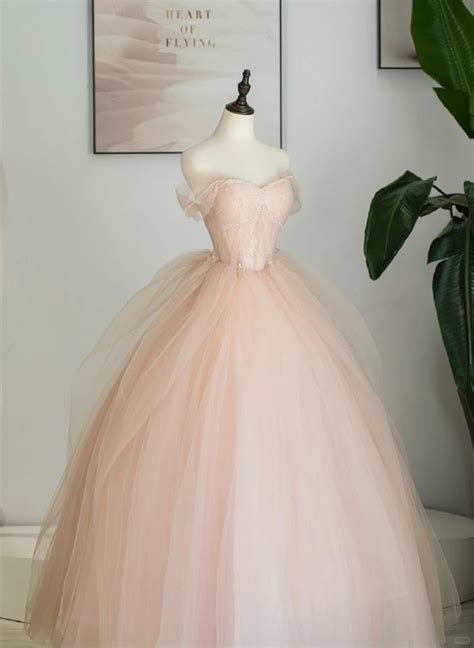 Pink Tulle Ball Gown Sweetheart Long Formal Dress Pink Tulle Party Dr