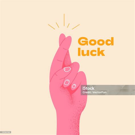 분홍색 손 은 손가락을 교차하고 행운을 기원합니다 손가락이 교차 손 제스처 행운의 표지판 두 손가락으로 신호를 약속합니다 플랫 디자인 스타일 벡터 일러스트 손 뭔가 소원