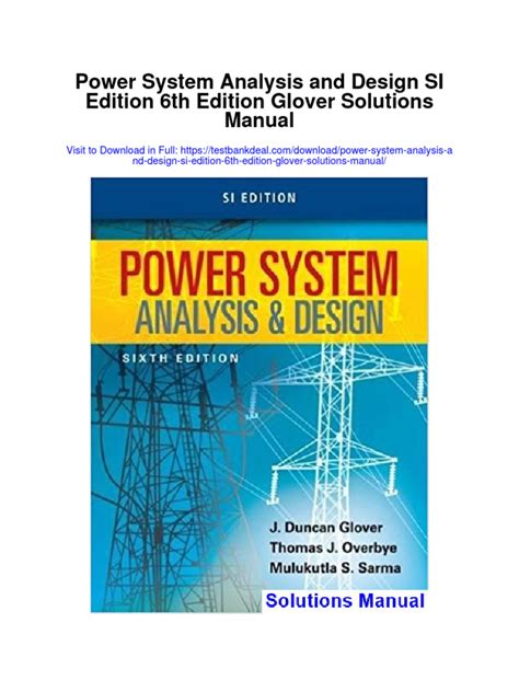 power system analysis and design si edition 6th edition glover solutions manual pdf