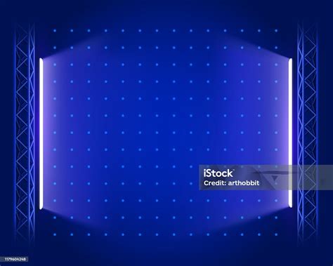 조명이 있는 무대 연단 파란색 배경에 시상식을 위한 무대 연단 장면 1위에 대한 스톡 벡터 아트 및 기타 이미지 1위