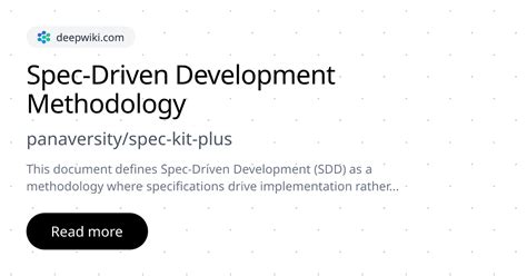Spec Driven Development Methodology Panaversityspec Kit Plus Deepwiki